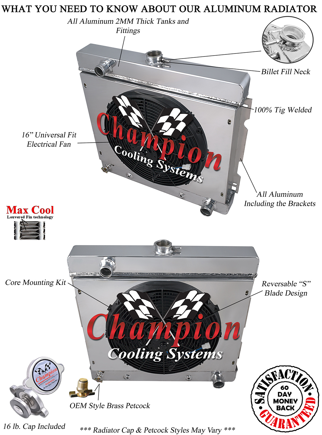 Champion 3 Row Radiator For Dodge Dart Plymouth Duster Valiant + Fan ...